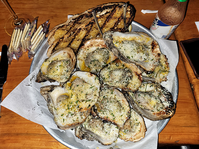 Oysters that make you forget your table manners. Bubbling with cheese and herbs, these charbroiled beauties are what dreams – and return trips – are made of.