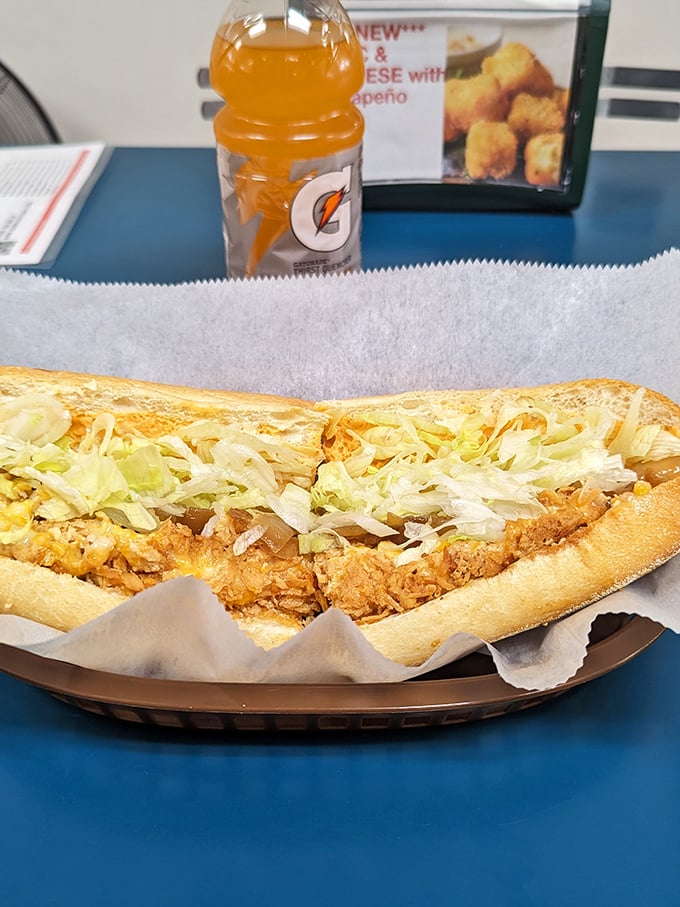 Crispy chicken cutlet sandwich with shredded lettuce—proof that Barry's isn't just a one-hit cheesesteak wonder. This is sandwich artistry.
