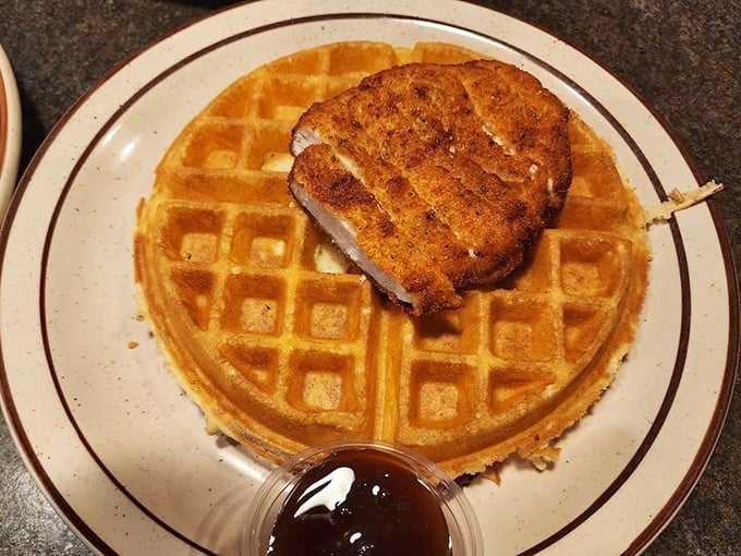 Chicken and waffle – that brilliant Southern marriage of sweet and savory that somehow makes perfect sense, especially after 11am on a Sunday.