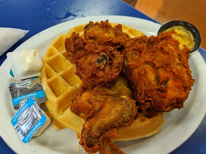 Chicken and waffles—the culinary equivalent of a perfect marriage. Sweet meets savory in a dish that makes you wonder why we ever eat them separately.