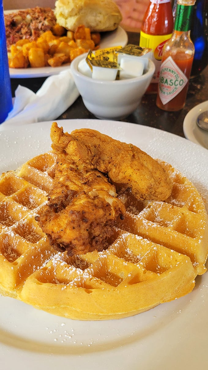When chicken meets waffle, magic happens – especially when both parties arrive dressed in their Sunday best.