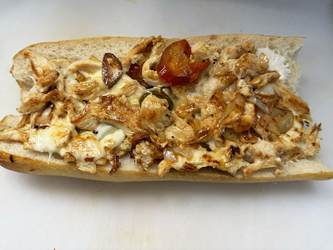 Chicken cheesesteak nirvana on fresh bread. This sandwich doesn't need fancy frills—just perfectly seasoned meat and melty cheese doing what they do best.