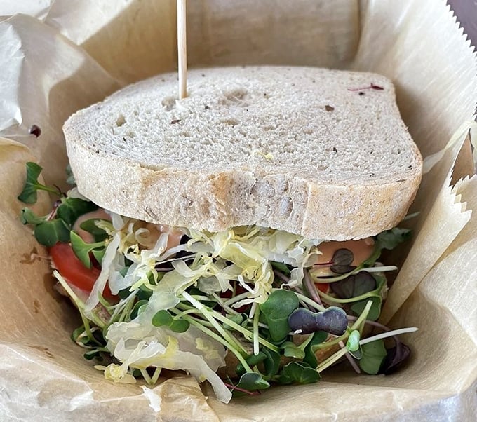 A sandwich that puts most others to shame—where microgreens aren't just garnish but essential characters in this bread-bound drama.