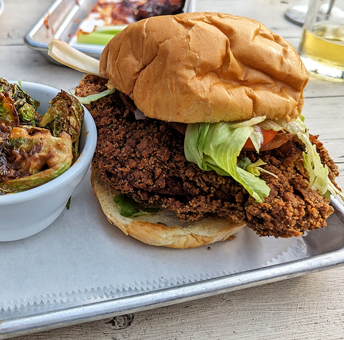 Fried chicken perfection that would make your grandmother jealous. Crispy exterior, juicy interior, and a bun that's just along for the glorious ride.