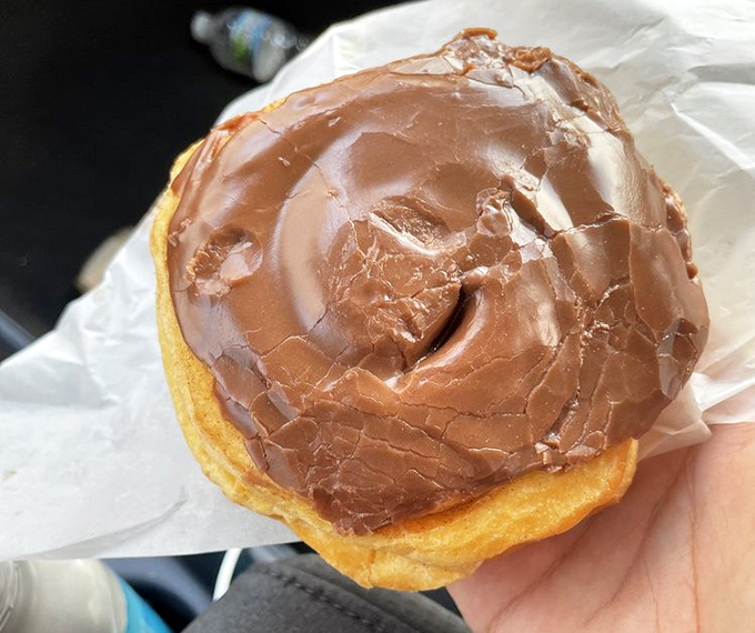 This chocolate-frosted beauty isn't just a donut—it's what other donuts dream of becoming when they grow up.