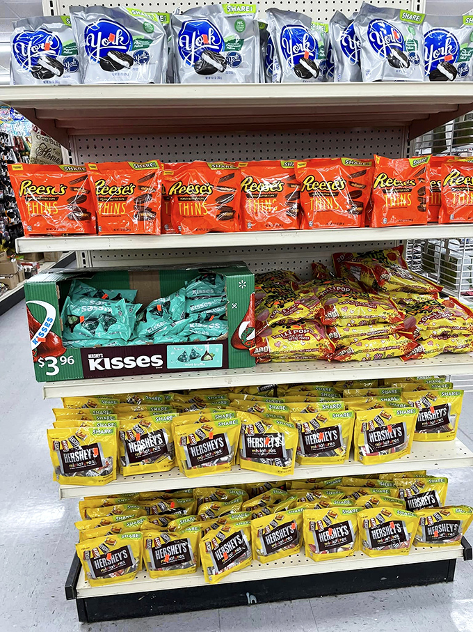 Name-brand chocolate temptation that proves affordable indulgence isn't an oxymoron. York, Reese's, and Hershey's—the holy trinity of sweet treats without the gourmet price tag.
