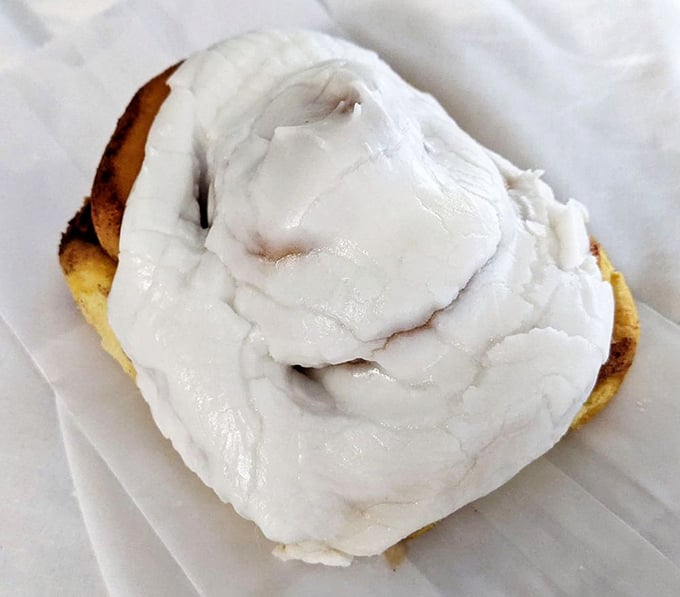 This cinnamon roll isn't just breakfast—it's motivation to get out of bed. That frosting could make Monday mornings bearable!