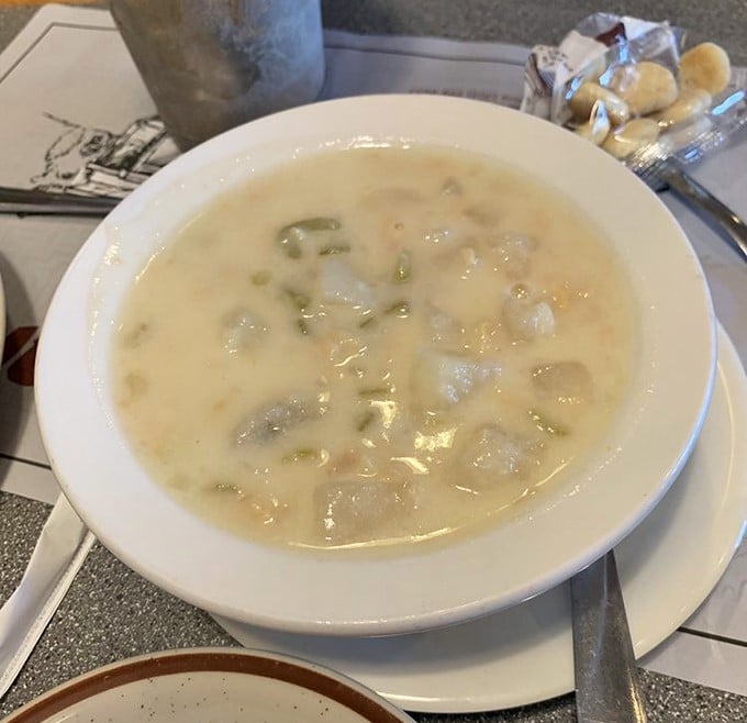 Creamy clam chowder loaded with tender morsels—Wednesday's Maryland Crab special is worth planning your week around. Liquid comfort in a bowl.