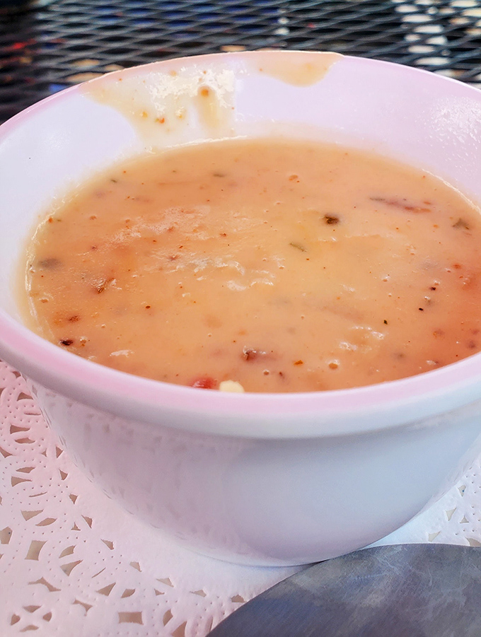 The star of the show—a bowl of New England clam chowder that could make a Bostonian weep with joy. Creamy without being heavy, packed with tender clams and subtle seasoning.