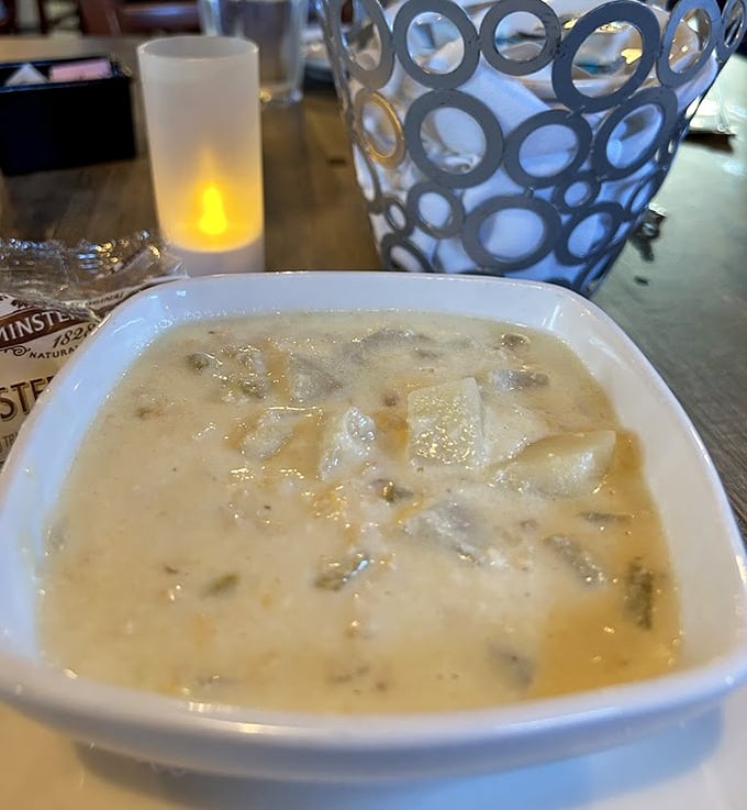 Not all heroes wear capes; some come in square bowls filled with creamy clam chowder. Those chunks of potato and clam are the buried treasure in this maritime delight.