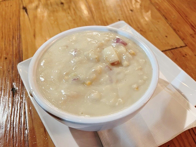 Clam chowder so creamy it should require a permission slip. This bowl of comfort doesn't just warm your stomach—it hugs your soul on a foggy San Diego afternoon.
