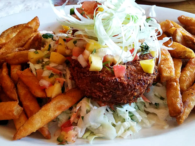 Perfectly seared crab cake meets creamy slaw in a coastal California romance that would make even the most jaded food critic swoon.