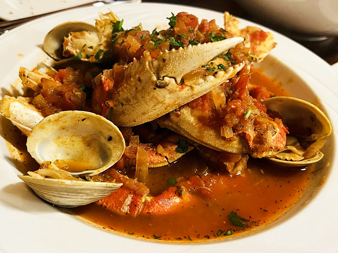 This cioppino isn't just seafood stew; it's a maritime celebration where clams, crab, and tomato-rich broth throw the party of the year on your taste buds.