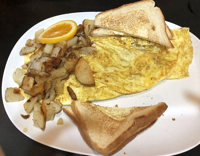 This crab omelet doesn't just taste like Maryland—it IS Maryland, folded into fluffy eggs and served with a side of local pride.