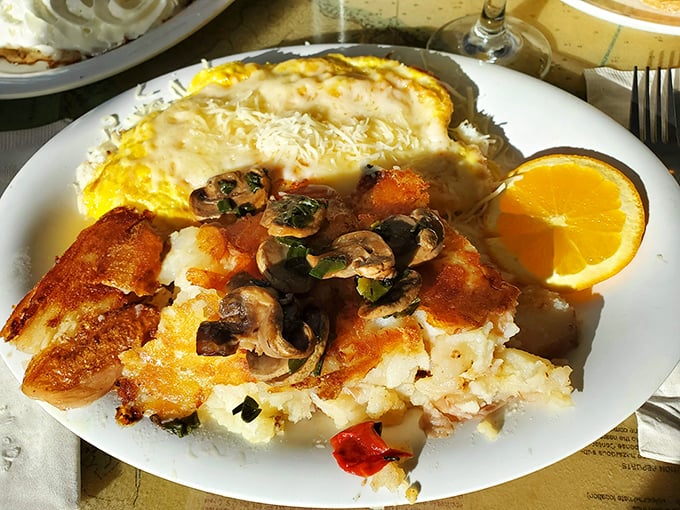 Breakfast gets the coastal treatment with an omelet that lets you know you're definitely not at some interstate pancake chain.