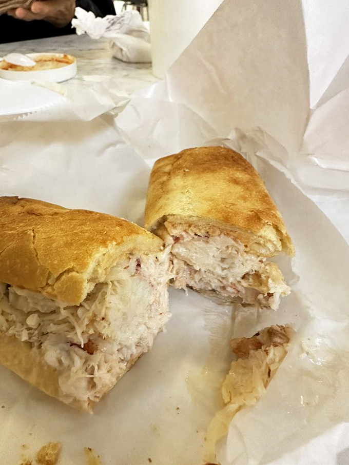 This isn't just a sandwich; it's a love letter from the ocean. Crab meat piled high on toasted bread—proof that sometimes simplicity is the ultimate sophistication.