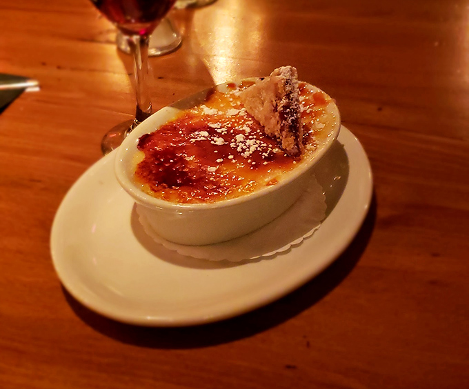 Crème brûlée with that perfect glass-like caramelized top. The sound of cracking into it is music that rivals Beethoven's Fifth.