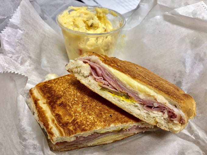 A pressed Cuban that would make Miami proud. The perfect ratio of meat, cheese, and pickles creates Florida's most diplomatic sandwich.