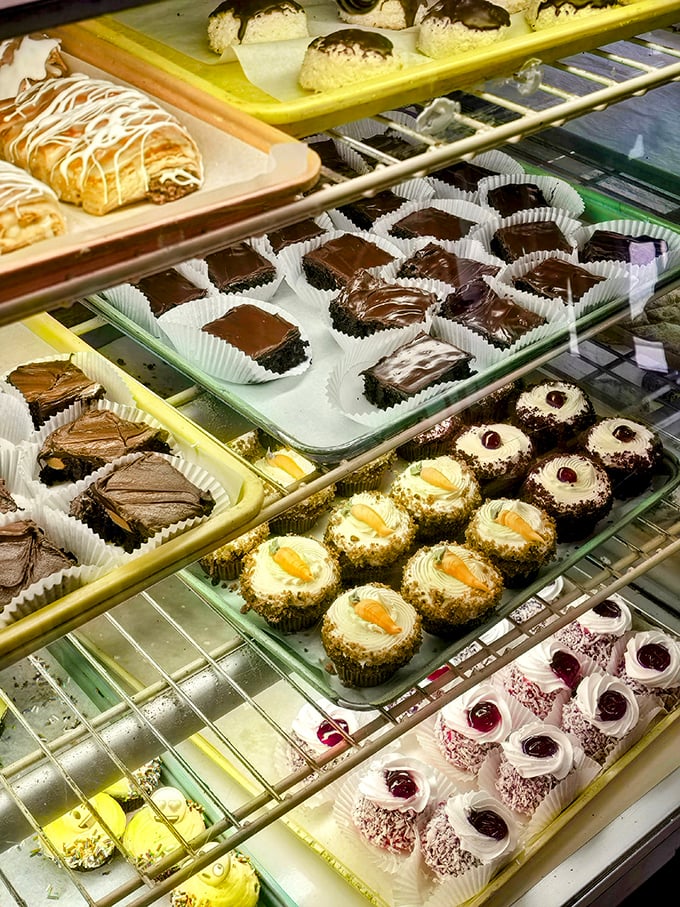 Chocolate squares, coconut-topped treats, and carrot cake bites – the dessert equivalent of a greatest hits album, with every track a winner.