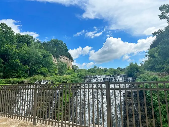 VIP seating for nature's performance. This viewing platform offers the perfect vantage point to witness gravity doing its most beautiful work.