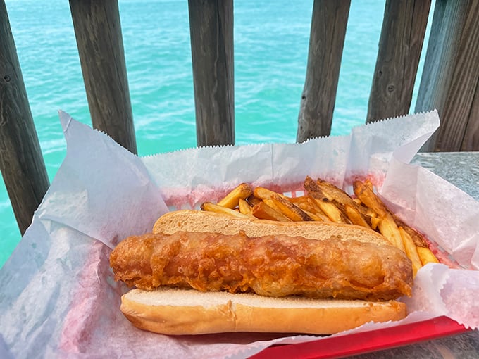 The infamous Salty Dog—a hot dog that decided to go swimming in batter and emerged as something gloriously, unapologetically indulgent. Diet starts tomorrow.