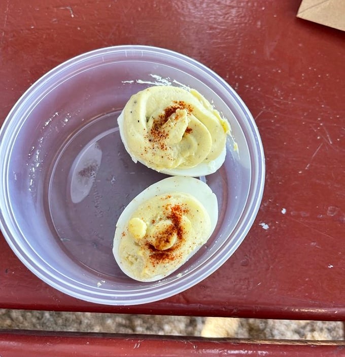 Even the humble deviled egg gets the star treatment here. These protein-packed flavor bombs are the perfect wine country snack.