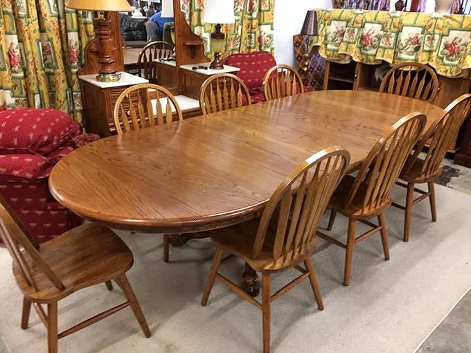 Dining sets waiting for their next dinner party, each one a potential backdrop for future family memories.