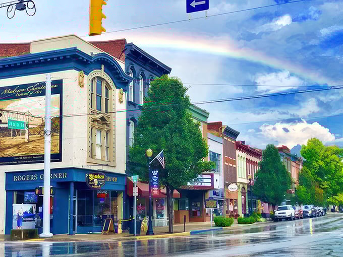 Even the rainbows seem to know Madison is special, arching perfectly over Main Street as if nature itself is highlighting this architectural treasure.