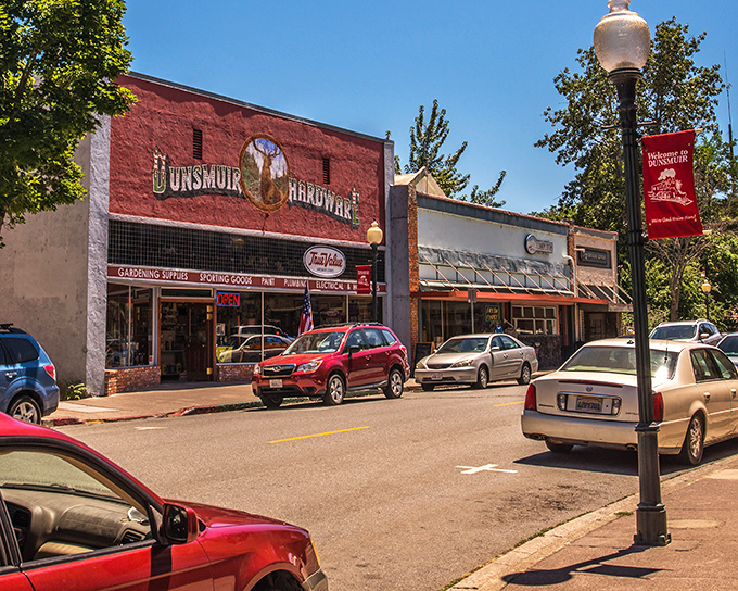 Downtown Dunsmuir stretches along historic blocks where parking spaces exist and meters don't rule your wallet's destiny.