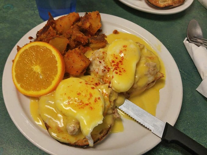 Eggs Benedict with hollandaise so sunny it could power Flagstaff through winter. Those home fries look like they've been introduced to the perfect amount of spice.