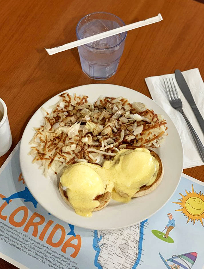 Eggs Benedict done right – when hollandaise flows like liquid gold over perfectly poached eggs.