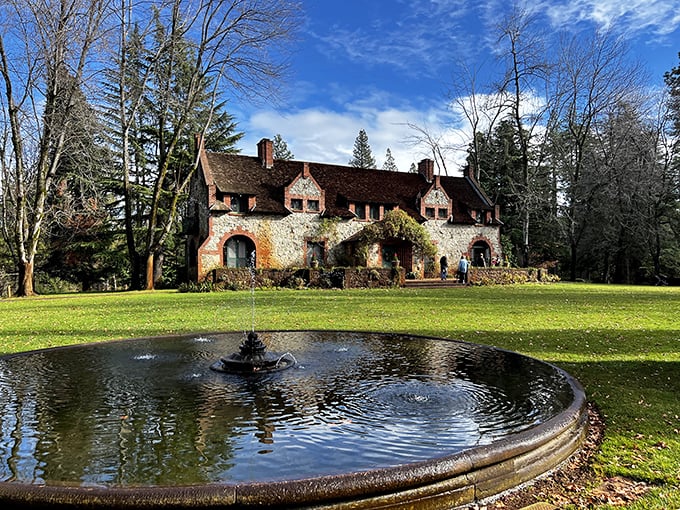 This isn't a movie set—it's Empire Mine State Historic Park's magnificent stone manor. Downton Abbey with a California twist and considerably less drama.