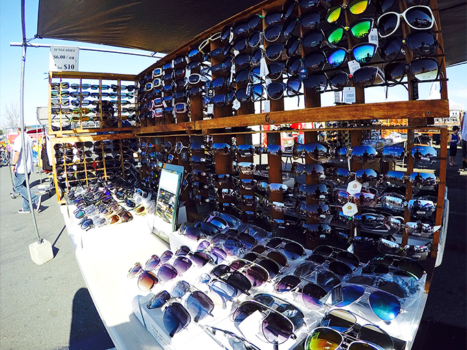 Sunglasses as far as the eye can see! Finding your perfect pair here is like dating—you'll know when you've met "the one." 