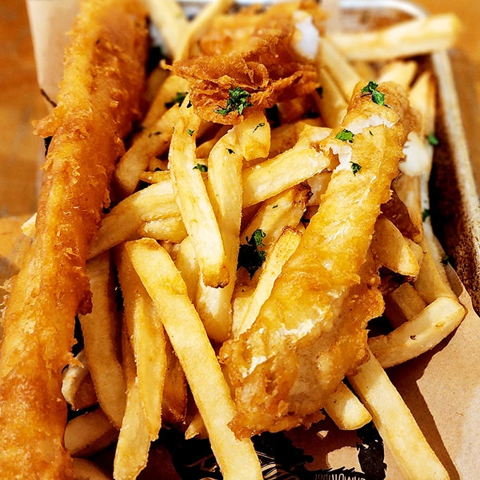 British comfort food gets the Maryland treatment – crispy, flaky, and absolutely worth the calories.