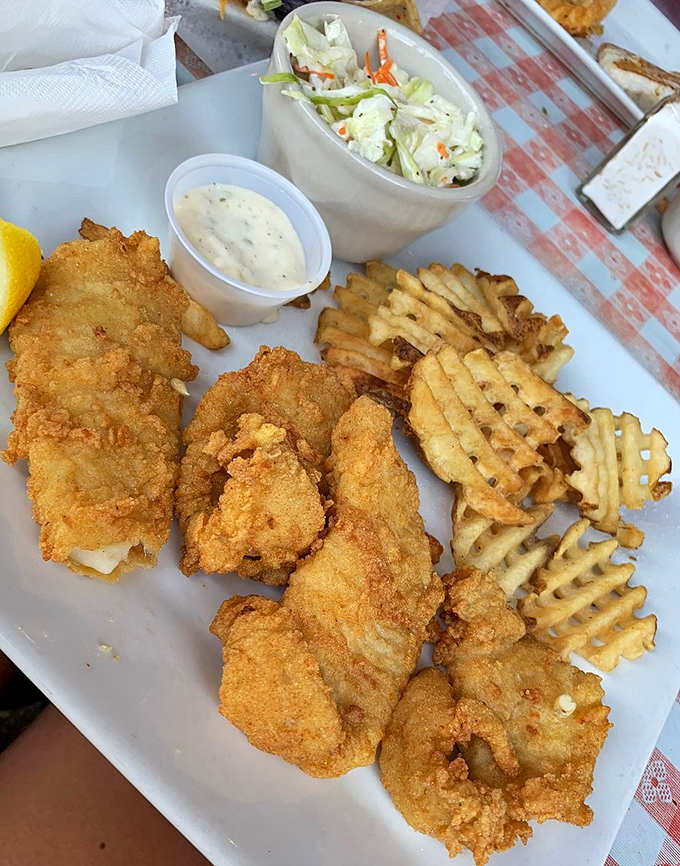 Fish and chips elevated to an art form, proving that sometimes the classics are classic for good reason.