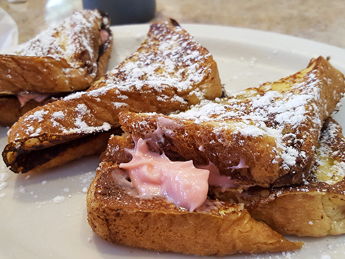 Stuffed French toast that's having an identity crisis—is it breakfast or dessert? The correct answer is "yes, please."