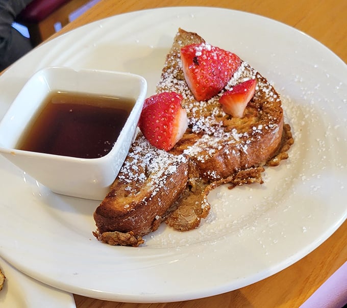 French toast that makes regular bread jealous—golden, custardy perfection that turns breakfast into a celebration worth having.