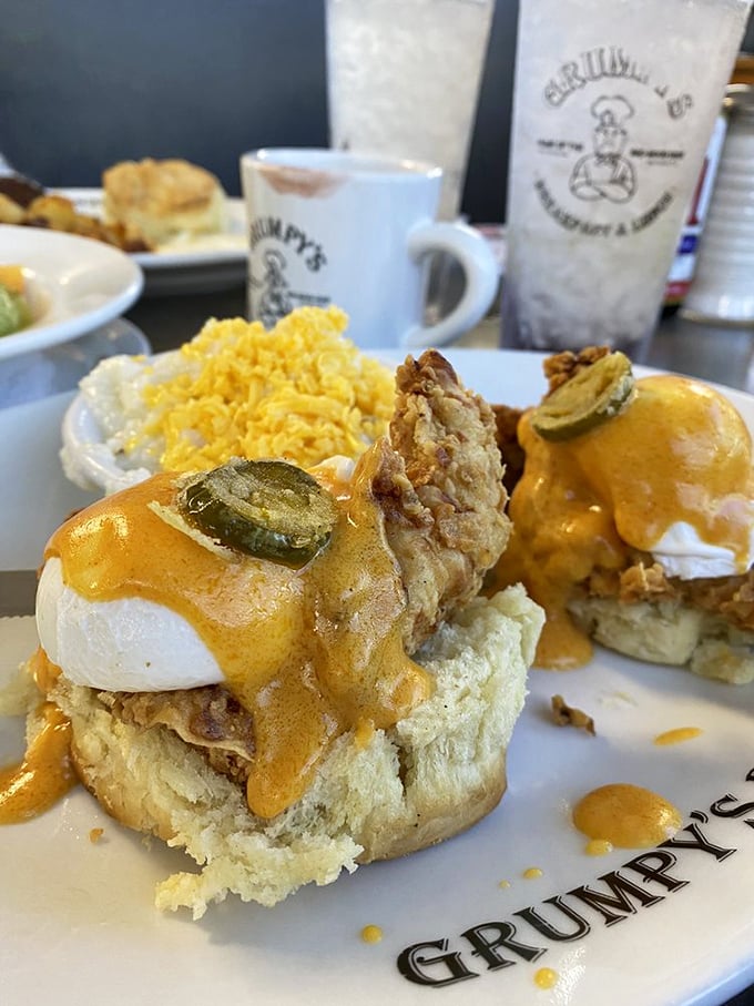 Fried Chicken Benedict: where Southern comfort meets breakfast elegance. Those poached eggs perched atop crispy chicken deserve their own round of applause.
