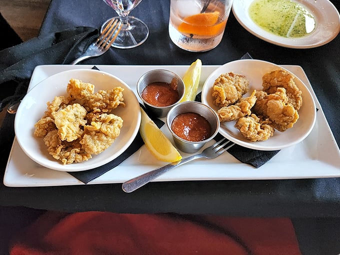 Fried calamari so perfectly golden and crisp, they make you wonder if Neptune himself is working in the kitchen.