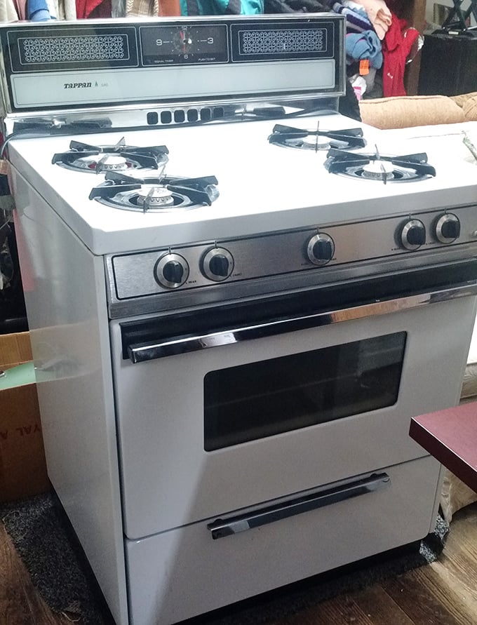 This Tappan gas range isn't just vintage – it's a culinary time capsule from when recipes called for "a pat of butter" and nobody worried about gluten.