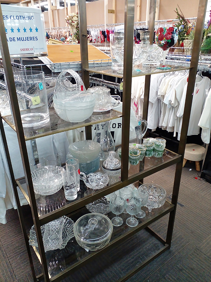 Crystal and glassware that would make your grandmother proud, displayed with the reverence usually reserved for museum pieces.