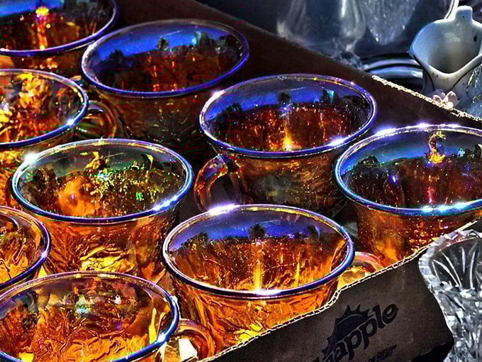 Amber glass catches sunlight like liquid gold. These vintage vessels aren't just containers—they're time capsules from grandma's era, reborn for modern tables.