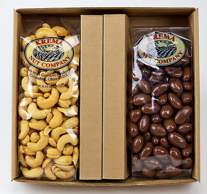 Krema's packaged nuts aren't just snacks—they're souvenirs of flavor. Take home a taste of Columbus in these neatly arranged treasure chests.
