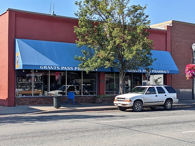 The classic small-town pharmacy where they probably still know your name and your prescription history—sometimes a mixed blessing!
