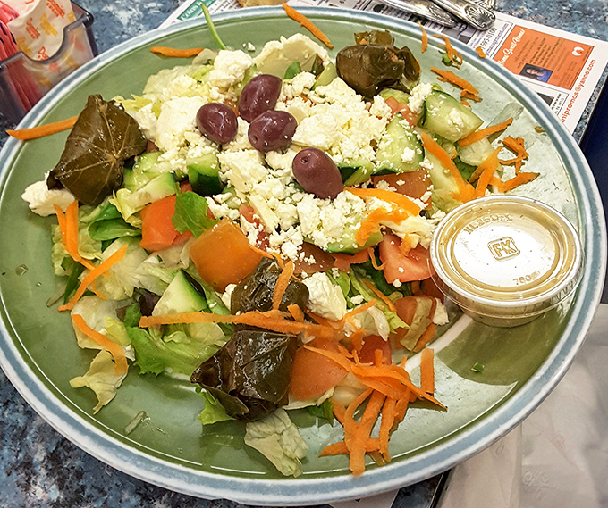 This Greek salad isn't just playing the healthy option card—it's a Mediterranean vacation on a plate, complete with feta that actually tastes like feta.