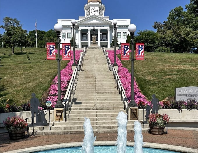 Those 107 steps to the historic courthouse aren't just a workout—they're a stairway to the most Instagram-worthy view in Jackson County.