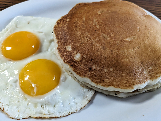 The pancake-egg combo that's been solving morning dilemmas since before avocado toast was a twinkle in a hipster's eye.