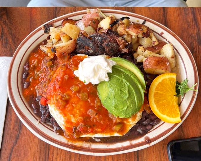 Huevos rancheros that would make your abuela proud – a fiesta of colors, textures, and flavors that dance across the plate.