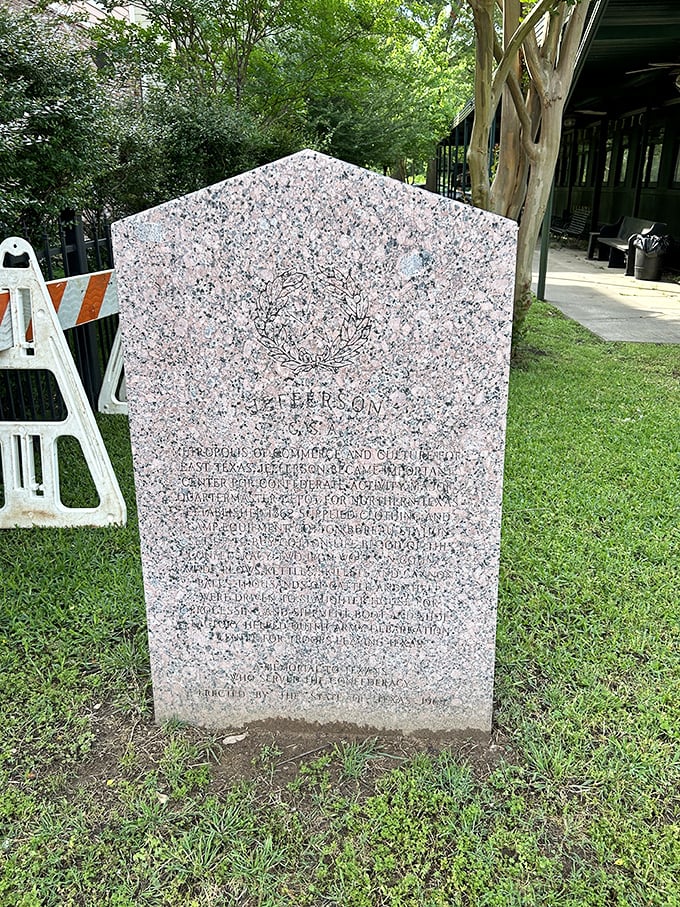 Historical markers in Jefferson aren't just plaques – they're portals to another era. Each stone tells a chapter of Texas history without the boring textbook feel.
