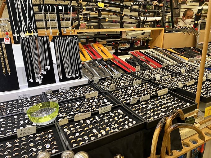 Treasure hunters, prepare to lose track of time. These trays of rings could contain anything from costume jewelry to that accidentally discarded family heirloom.